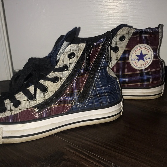 Converse | Shoes | Plaid Zipper Converse | Poshmark